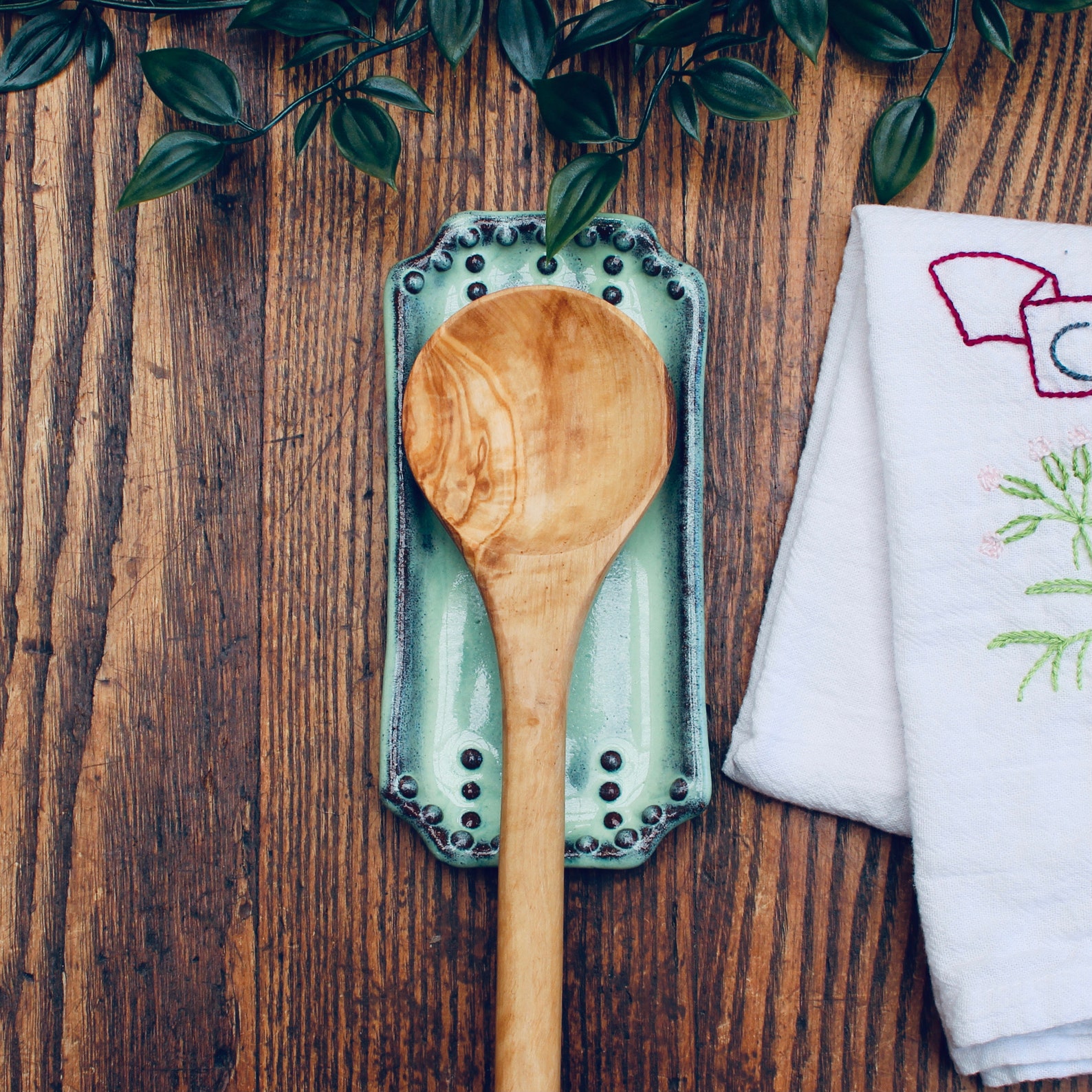 Rustic Spoon Rest in Aqua Mist Soap Dish Jewelry Tray - Etsy