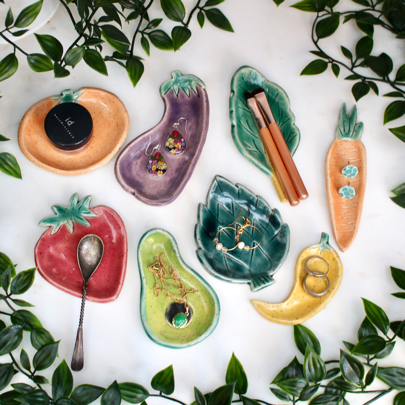 Fruit & Veggie Ring Dish - Colorful Garden Vegetables - Jewelry Tray ...