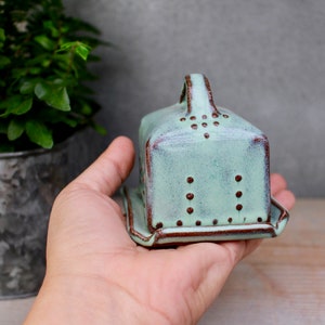 Small / Mini Butter Dish With Lid Half Butter Stick Rustic Aqua Mist ...
