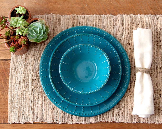 Dark Teal Dinnerware - Dinner Salad Dessert Bread Plate and Bowl - 1, 2 ...