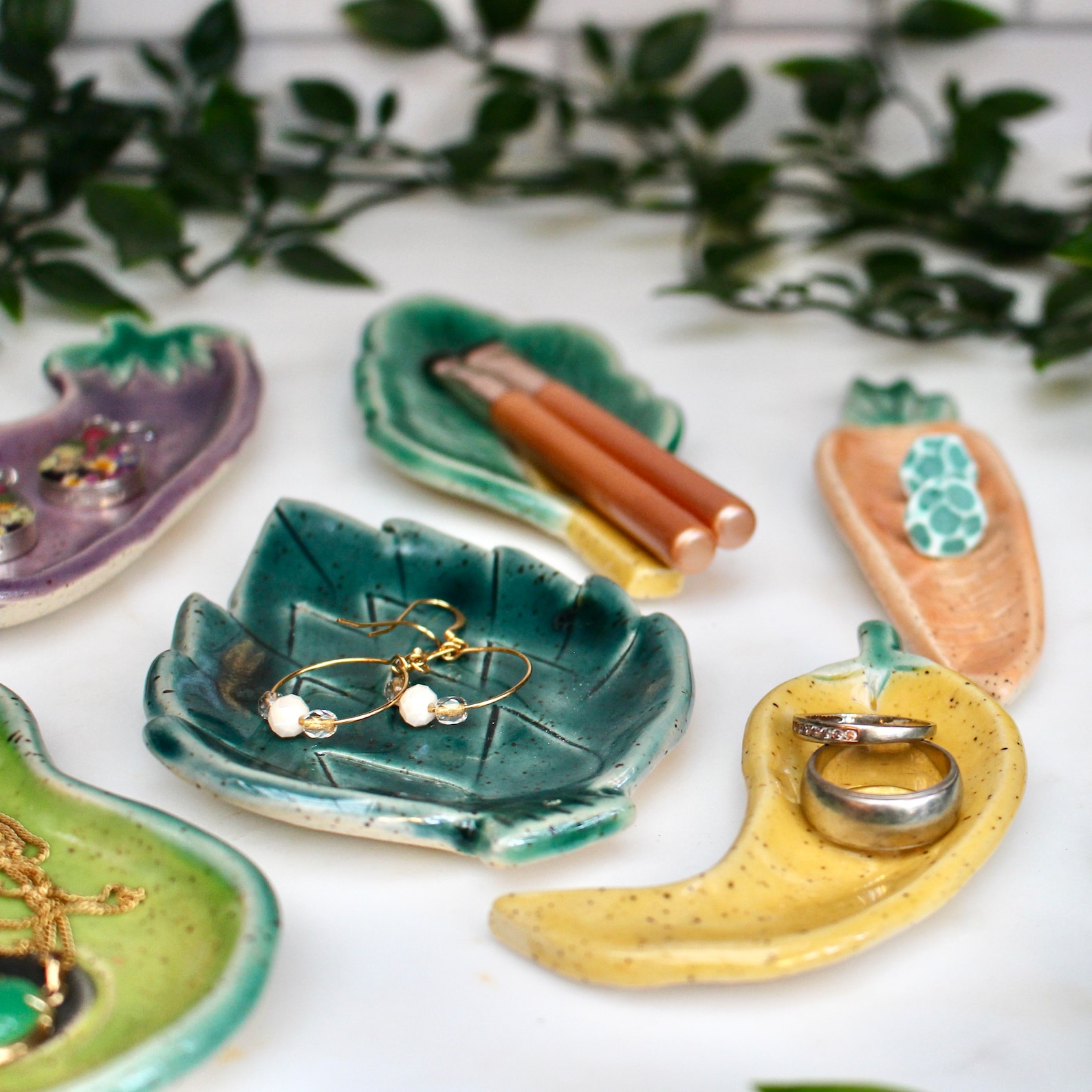 Fruit & Veggie Ring Dish - Colorful Garden Vegetables - Jewelry Tray ...