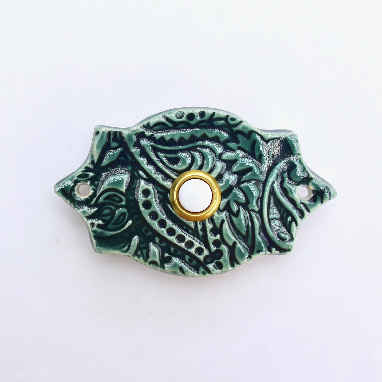 Doorbell Plate Cover With Lighted Button - French Moroccan Tile ...