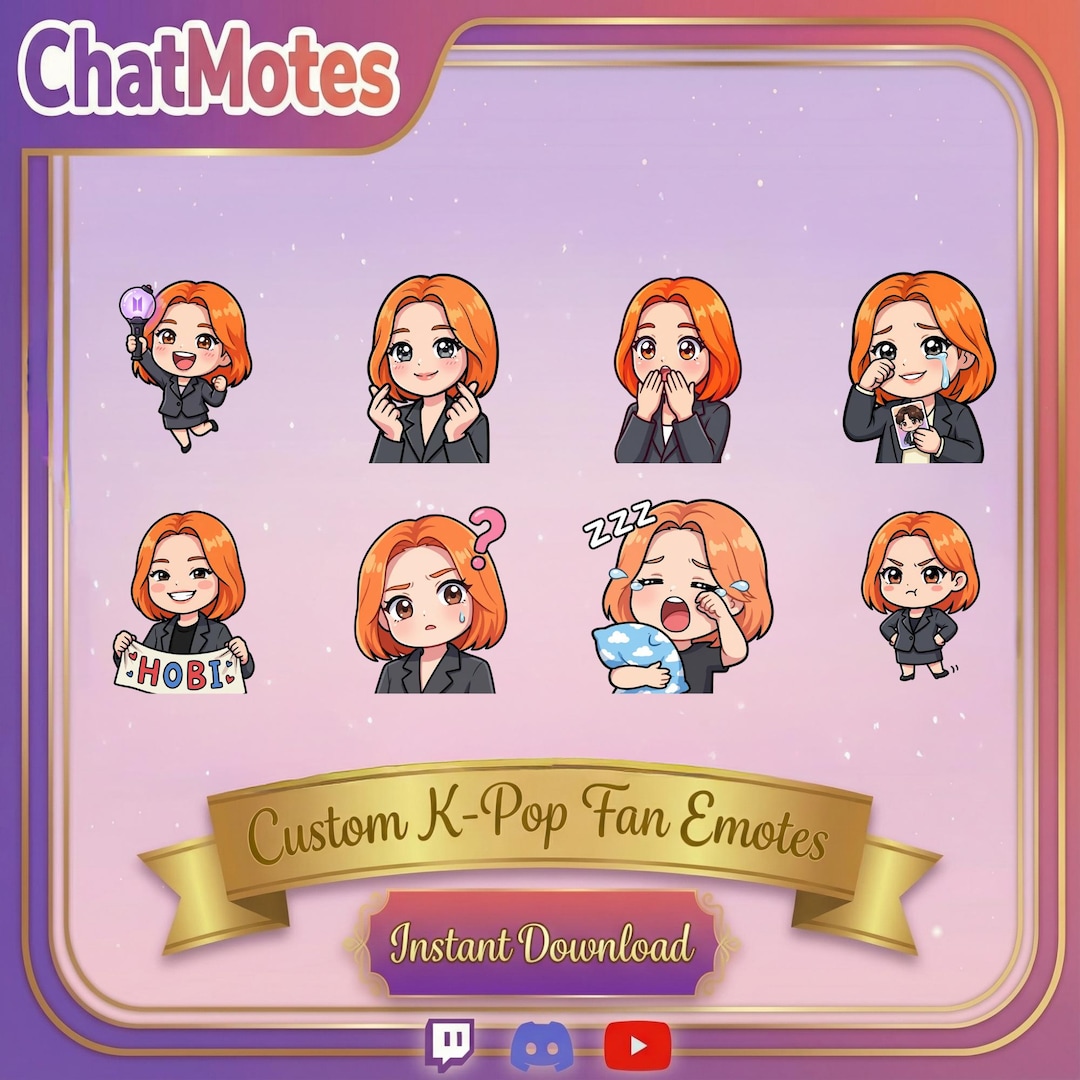 Custom K-pop Fan Emotes 10pc - Chibi Stan Stickers Your Photo Discord ...