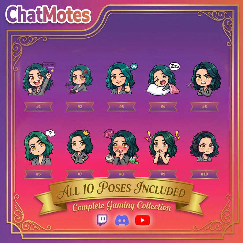 Custom Gaming Emotes Pack, Personalized Chibi Twitch Emote Bundle ...