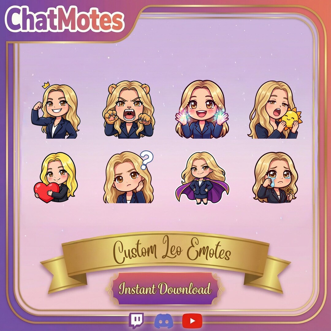 Custom Leo Emotes 10pc - Personalized Chibi Zodiac Twitch Discord ...