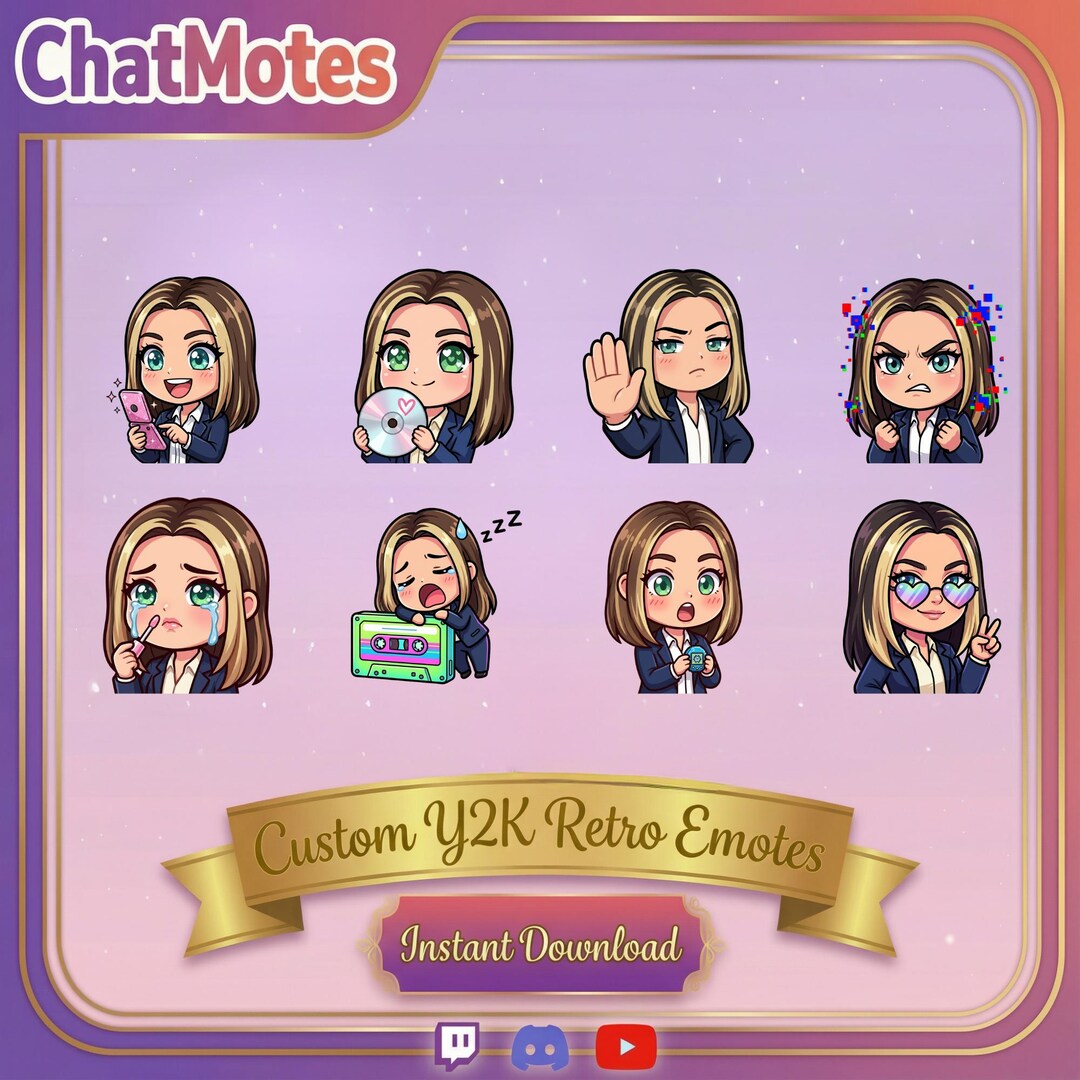 Custom Y2K Retro Emotes, 10 Personalized Chibi 2000s Stickers, Your ...