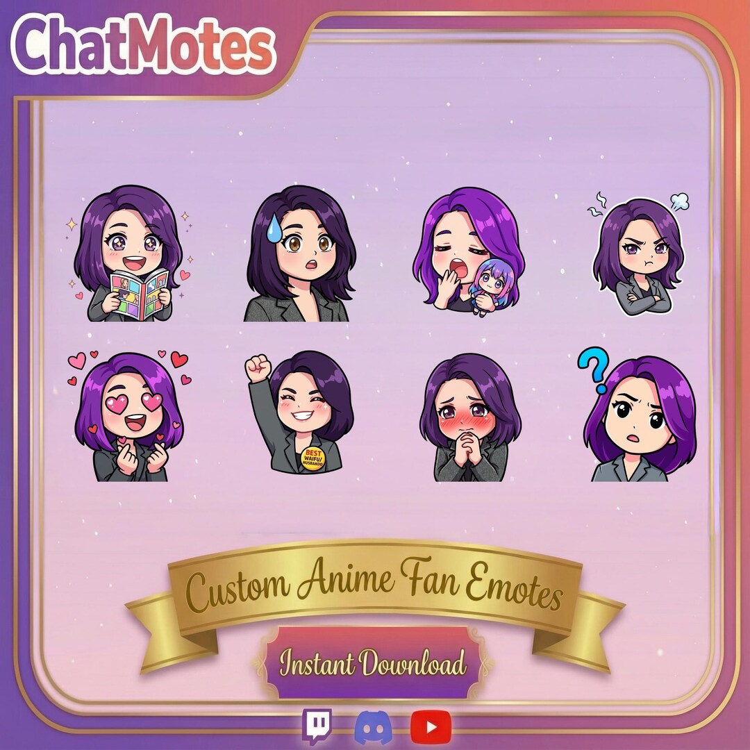 Custom Anime Fan Emotes, 10 Personalized Chibi Otaku Stickers, Your ...