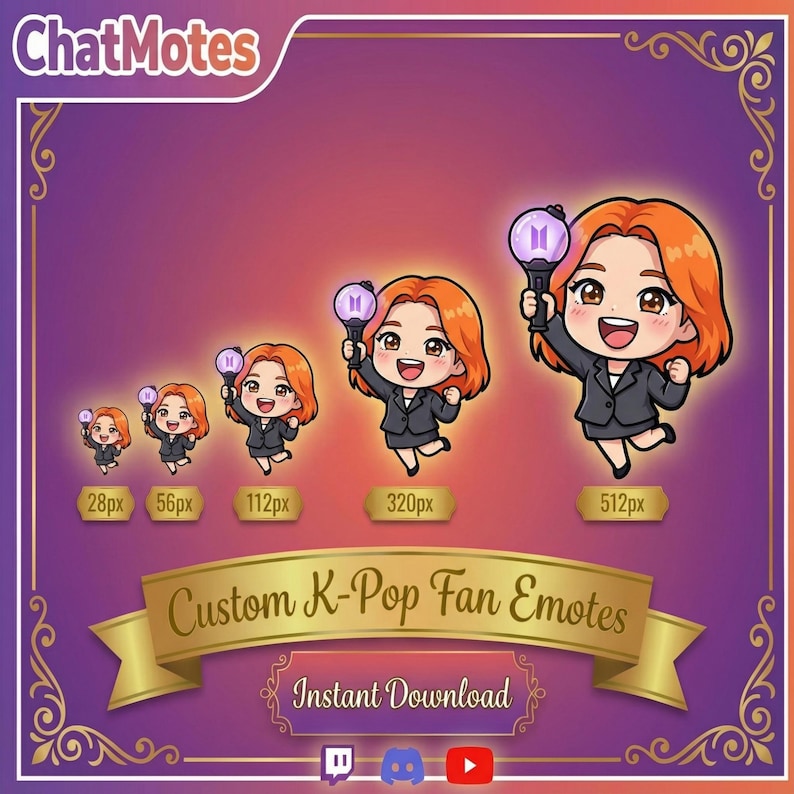 Custom K-pop Fan Emotes 10pc - Chibi Stan Stickers Your Photo Discord ...