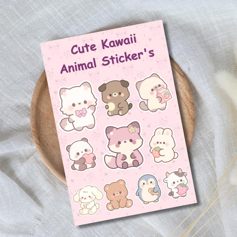 Kawaii Animal Stickers PNG Bundle: Planner Graphics (digital Download ...
