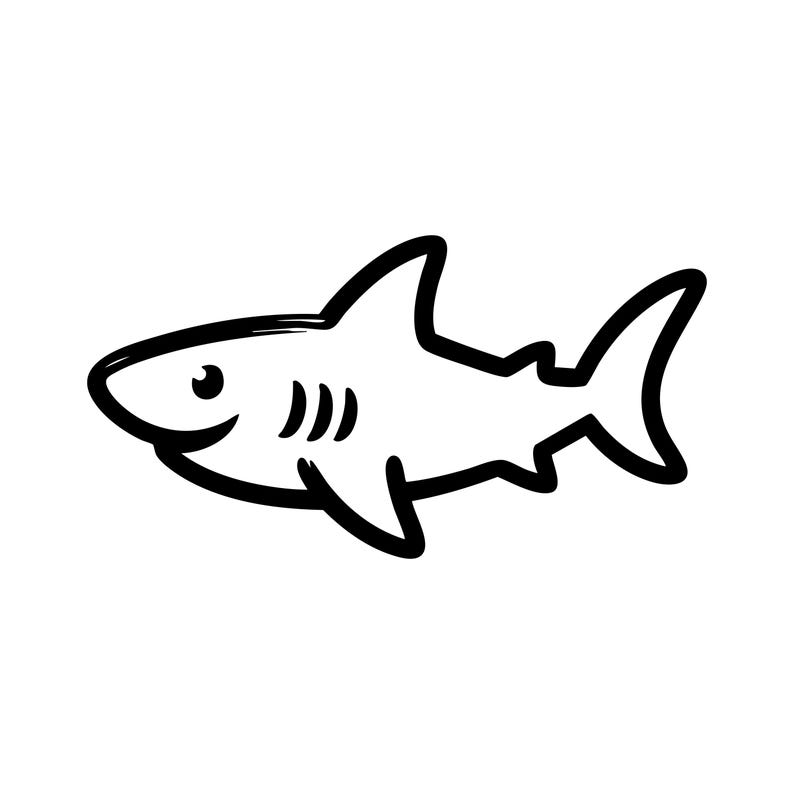 Requin-marteau minimaliste dessin au trait SVG, T-shirt enfant PNG ...