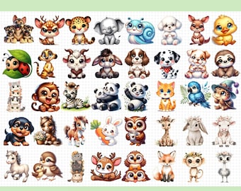 Baby Animal Clipart Mega Bundle SVG PNG, Cute Nursery Animals ...