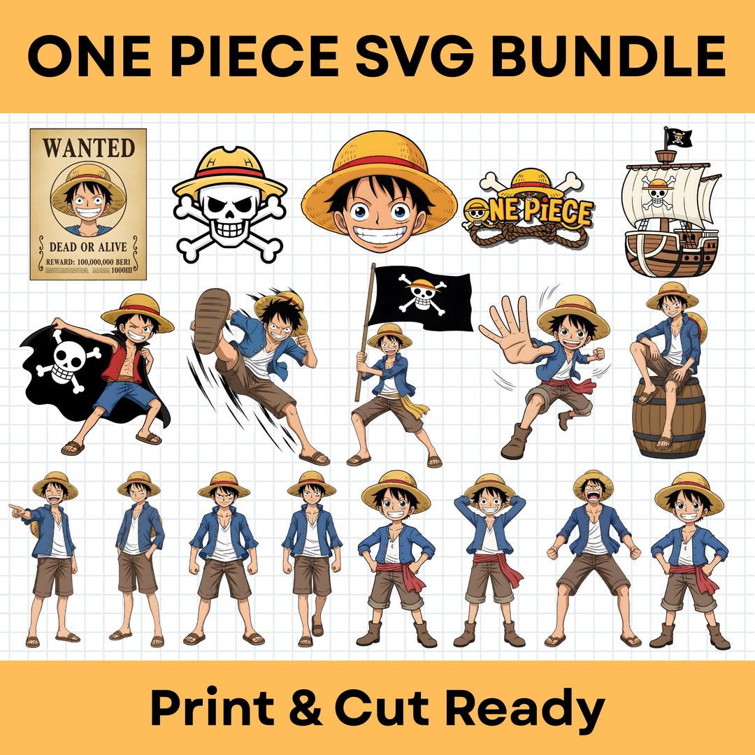 One piece SVG Bundle Luffy Anime Clipart Set Pirate Crew Svg Png Dxf ...