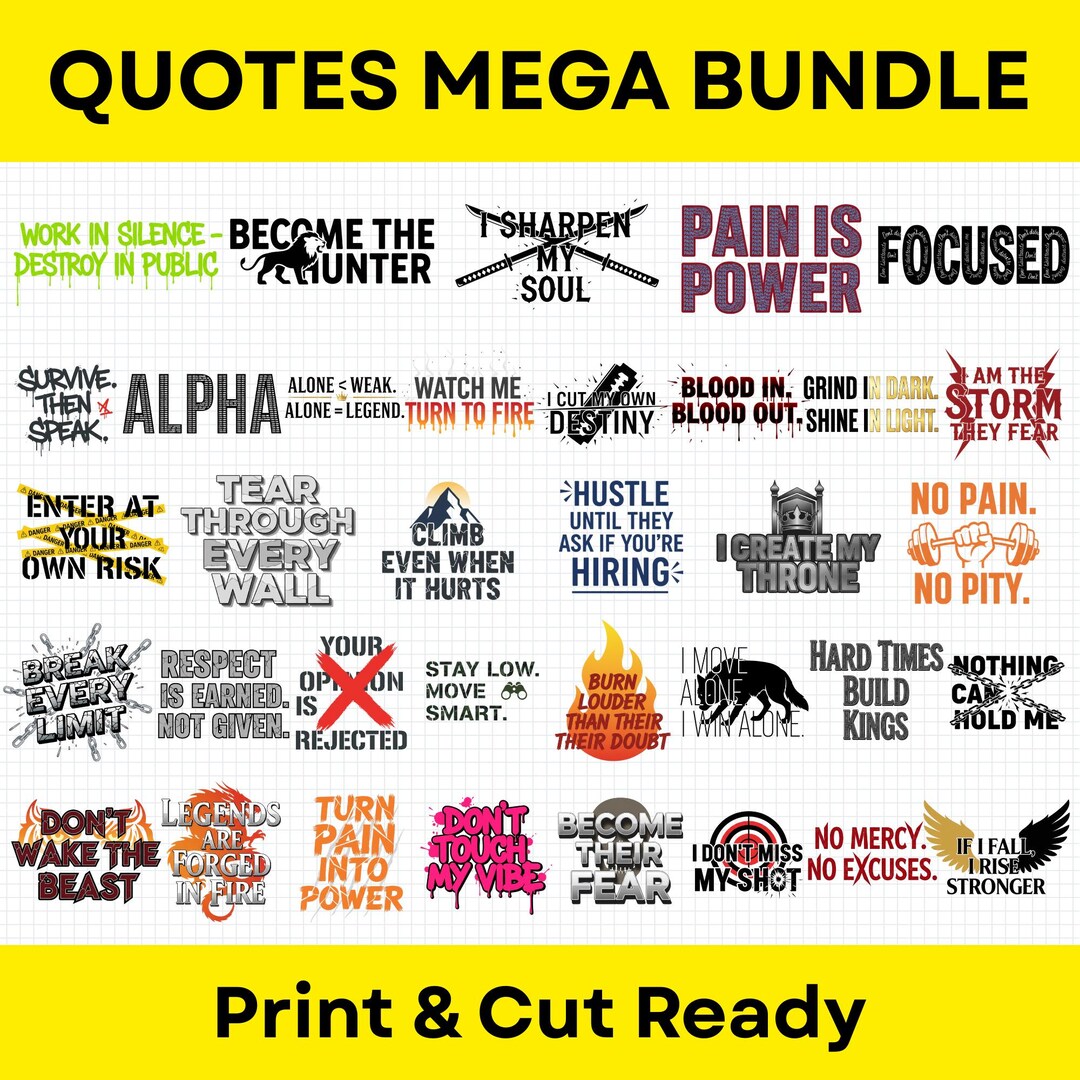 35 Quotes Mega Bundle Svg Png, Motivational Quote, Fitness Gym ...
