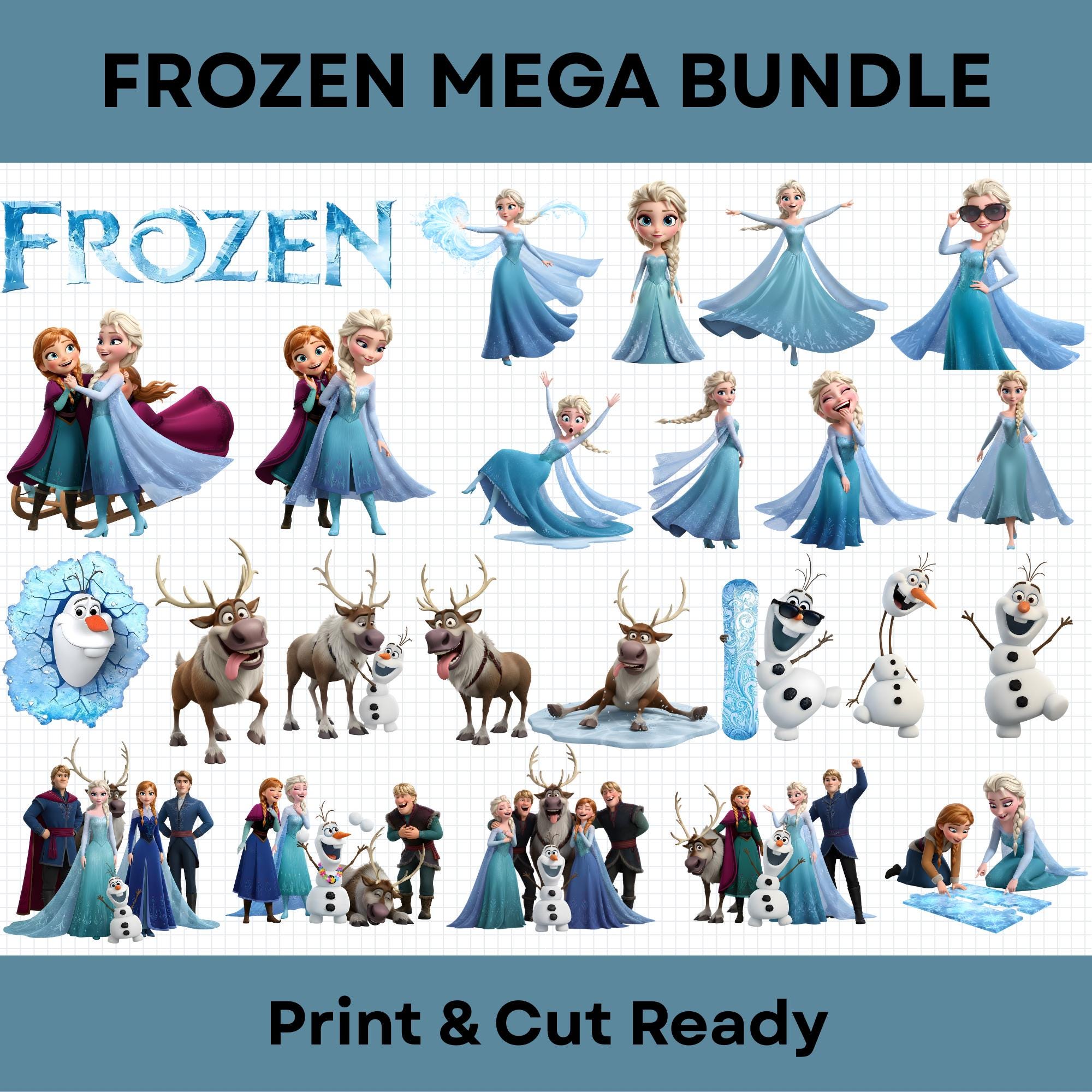 30 Frozen Svgs Bundle Mega Pack, Princess Ice Queen Svgs PNG DXF EPS ...