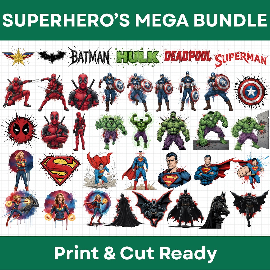40 Superhero Characters Svg Png Bundle, Hero Clipart, Comic Style Dxf ...
