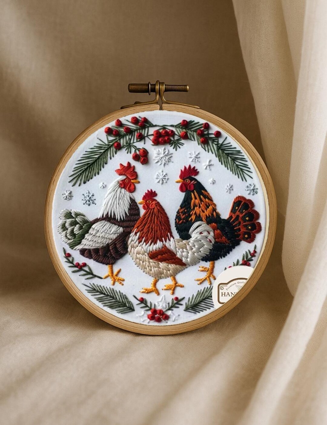 Rooster Embroidery Kit, Rooster Cross Stitch, Hen Cross Stitch, Hoop ...