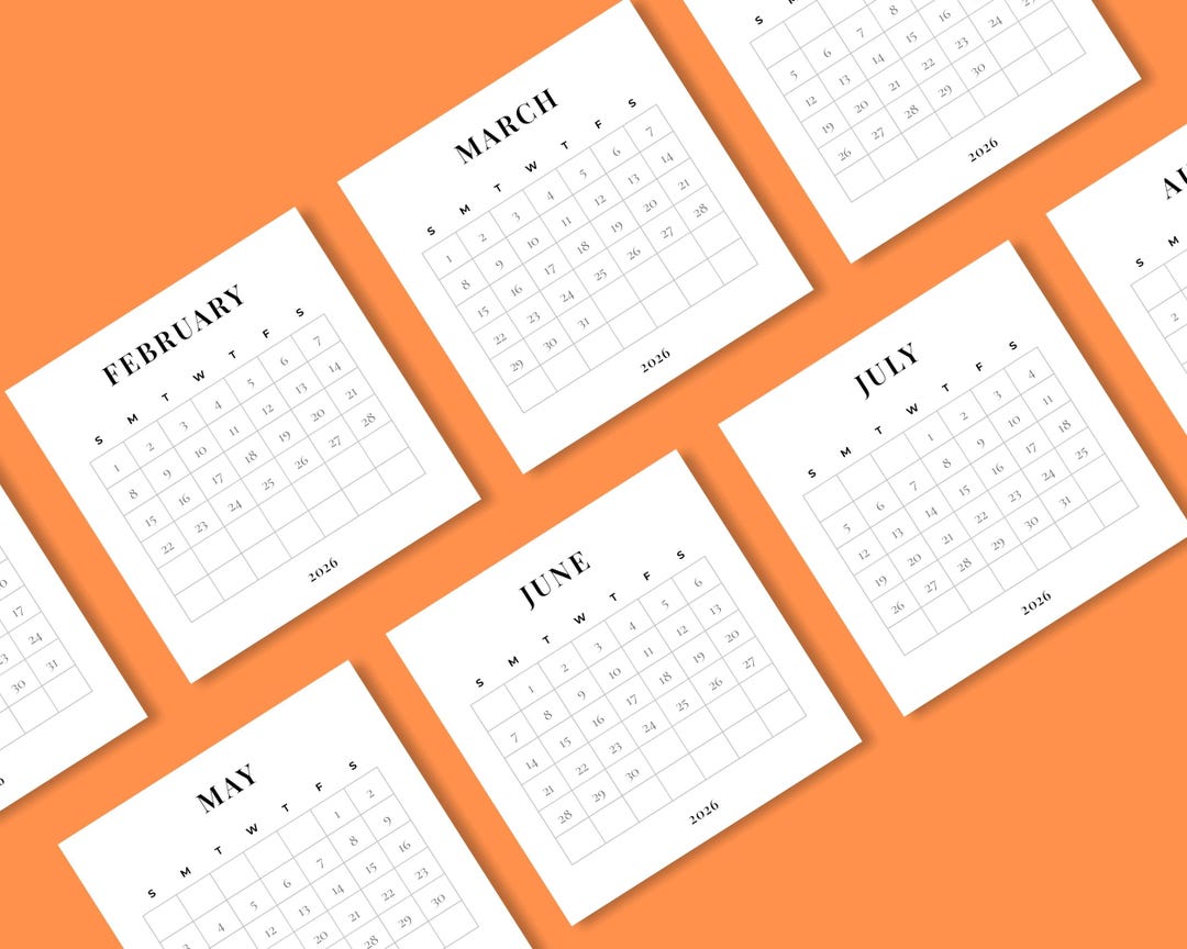 2026 Mini Calendar Printable | 3x3 Pocket Size (PDF) - Etsy