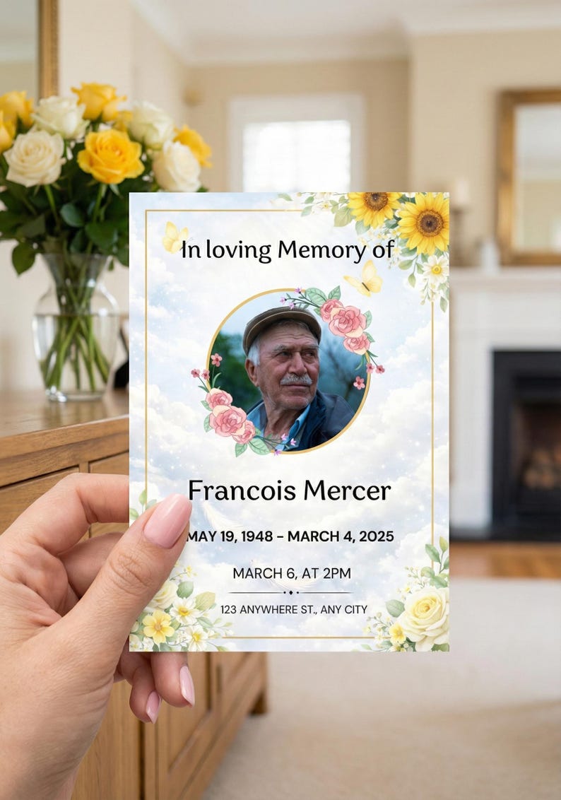 Memorial Service Invitation Template Bundle - Editable Celebration of ...