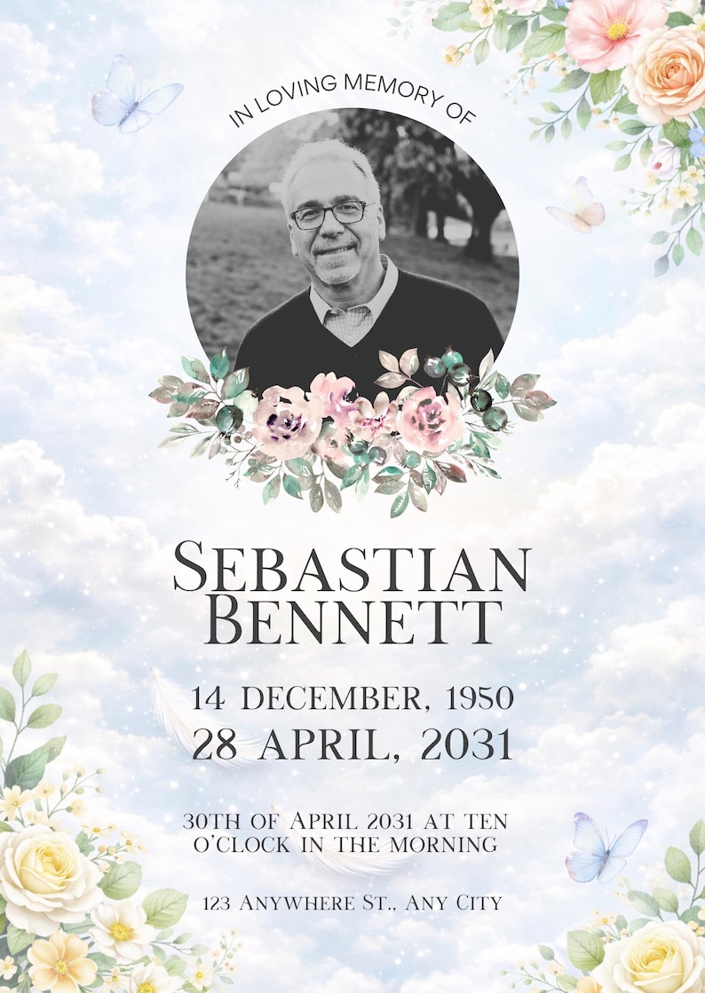 Memorial Service Invitation Template Bundle - Editable Celebration of ...