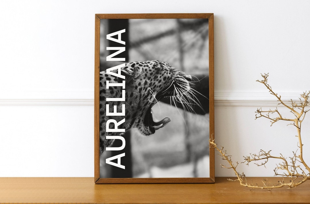 Leopard Roar Photography Print, Black and White Animal Art (digital ...