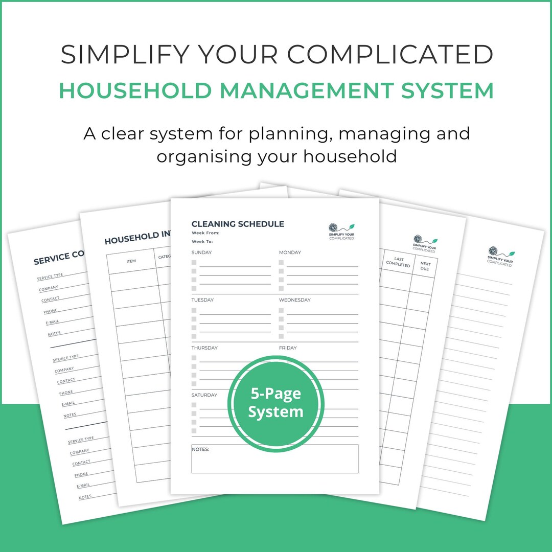 Household Management System Printable | Cleaning Schedule, Maintenance ...