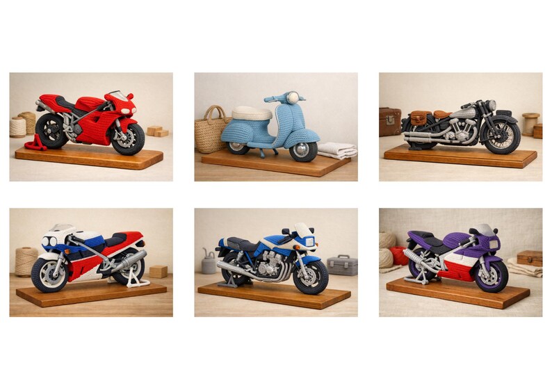 2026 Calendar – Crochet-inspired Motorcycle Art. Printable Wall Art ...