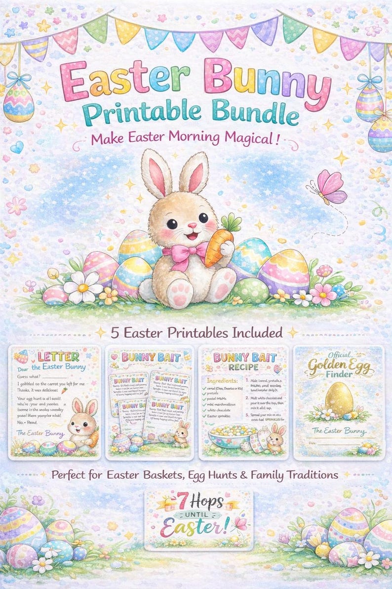 Easter Bunny Printable Bundle | Letter, Bunny Bait, Golden Egg ...