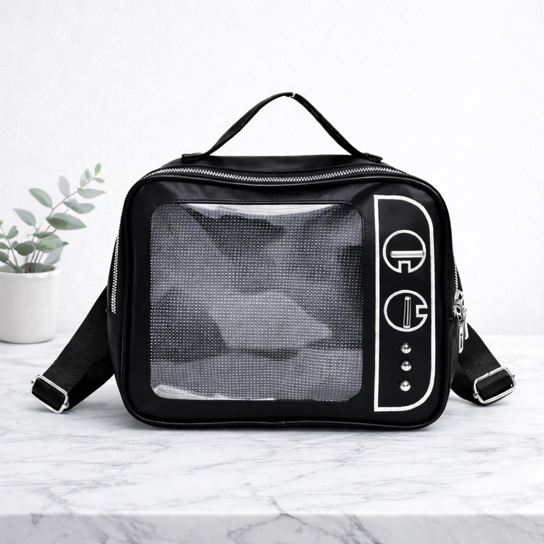 Retro TV Ita Bag Crossbody – Kawaii Clear Pin Display Purse for Anime ...