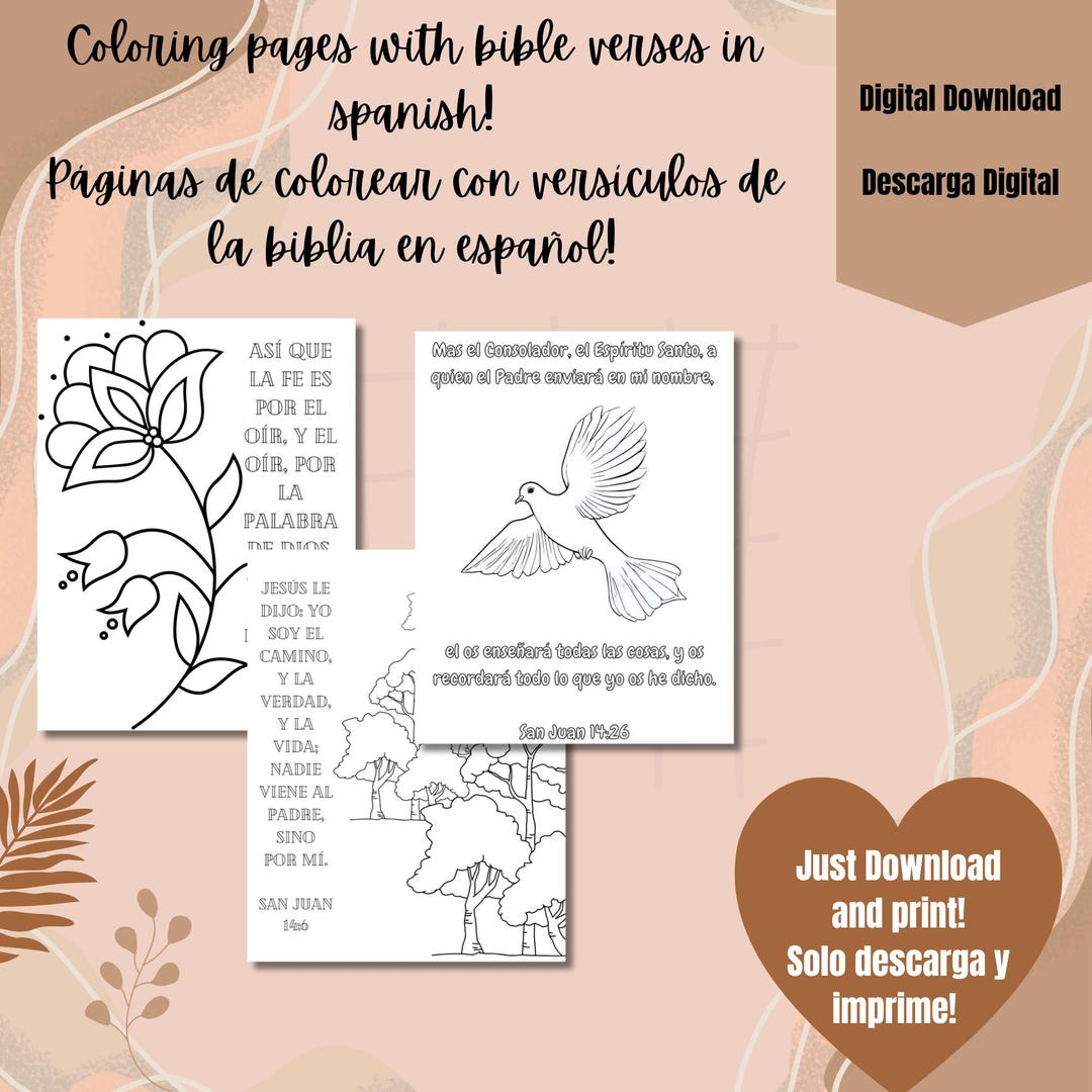 Digital Spanish Bible Verse Coloring Pages/ Páginas De Colorear En ...