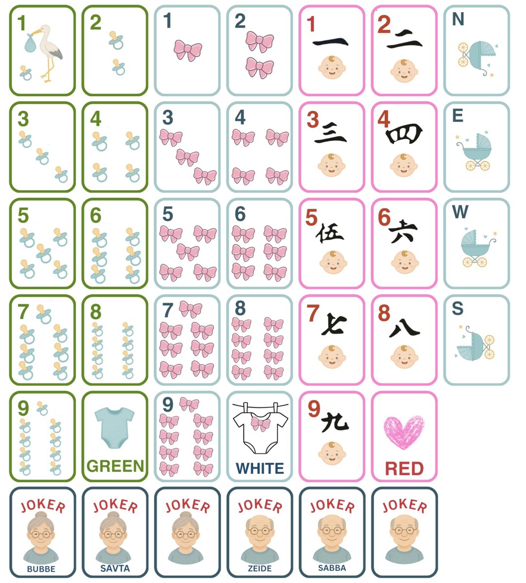 Welcome Baby - Mahjong Tile Decals - Featuring Bubbe and Zeide - Etsy
