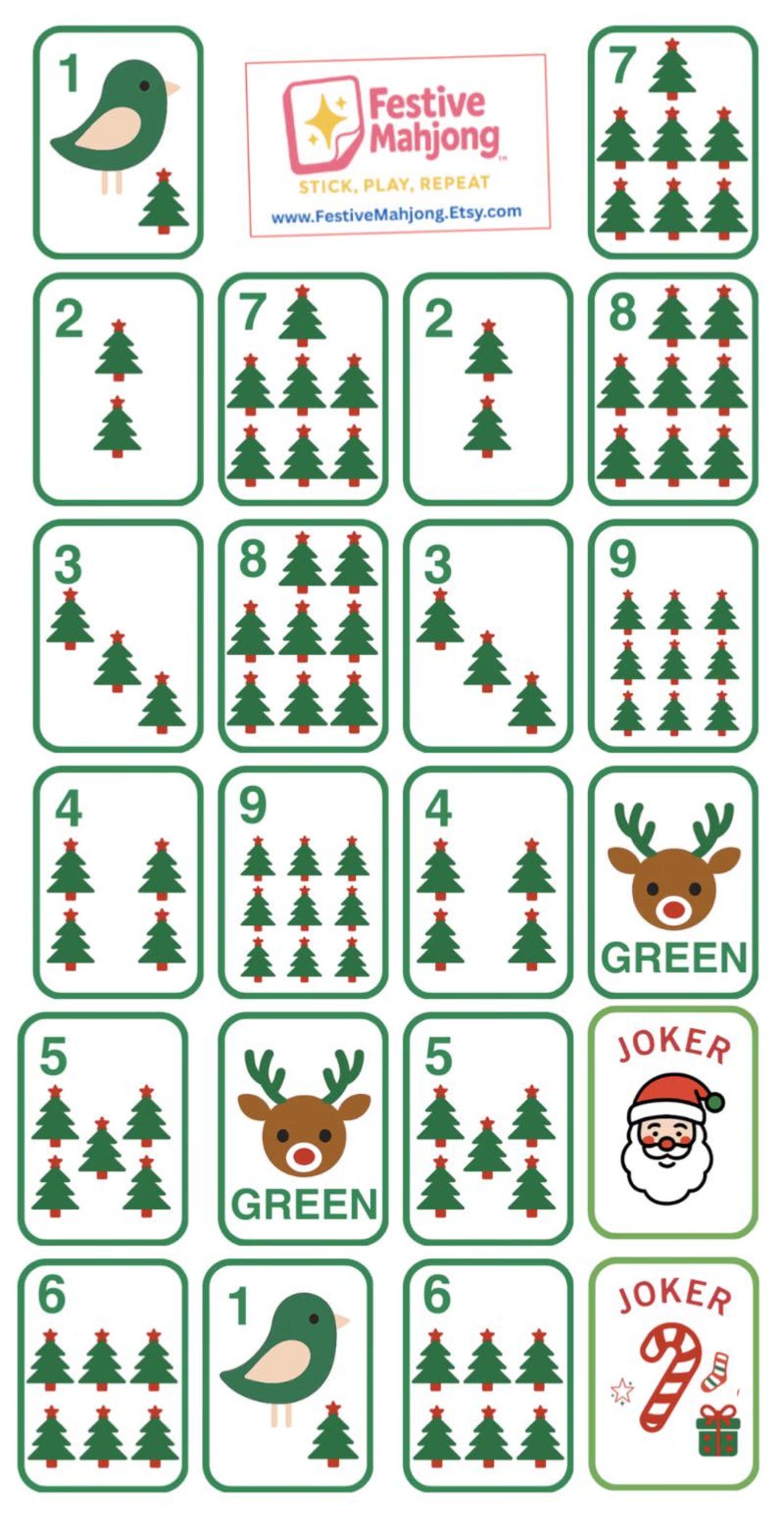 Festive Christmas Mahjong Tile Decals - Standard Size - Etsy New Zealand