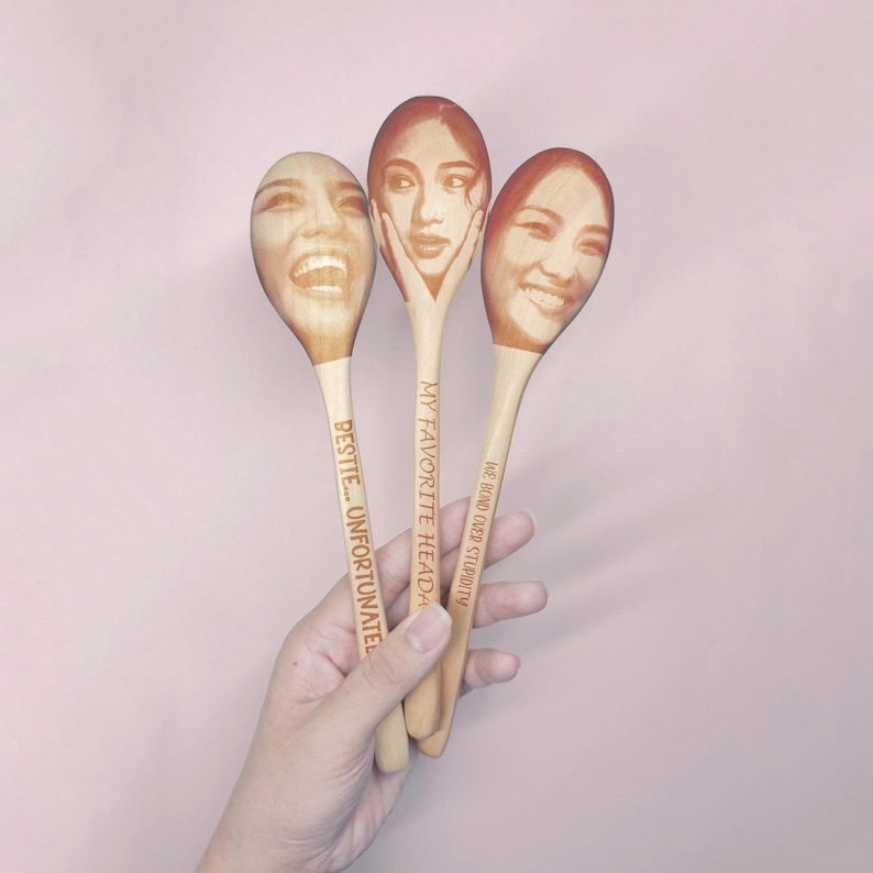 Custom Face Engraved Funny for Friend Christmas Wooden Spoons - Novelty ...