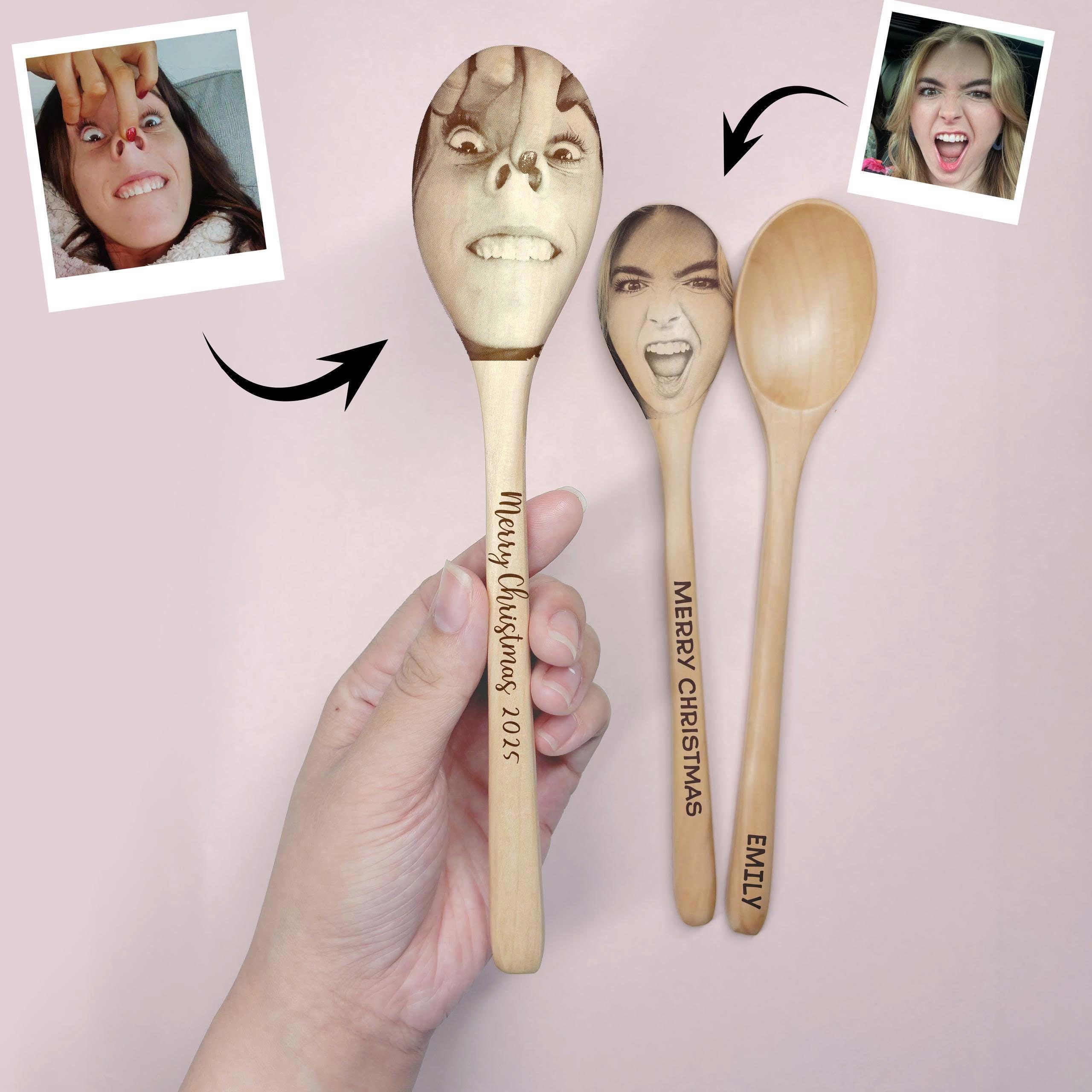 Custom Face Engraved Funny for Friend Christmas Wooden Spoons - Novelty ...