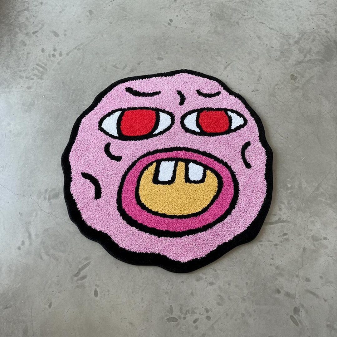 Handmade Cherry Inspired Tufted Rug, Funky Cartoon Face Area Rug ...