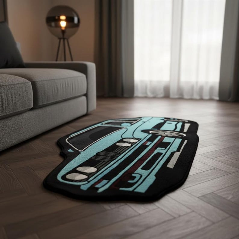 Classic Car Shaped Rug, Inspired Floor Mat for Boys Room, Playroom, Man ...