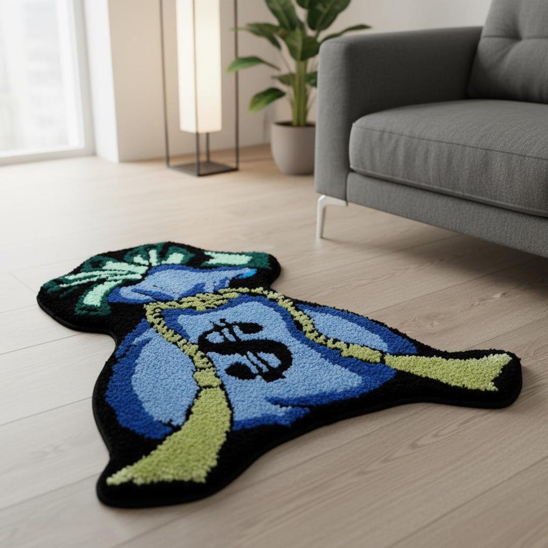 Hand-tufted Rug, Dollar Sign Aesthetic Area Rug, Hypebeast Decor ...