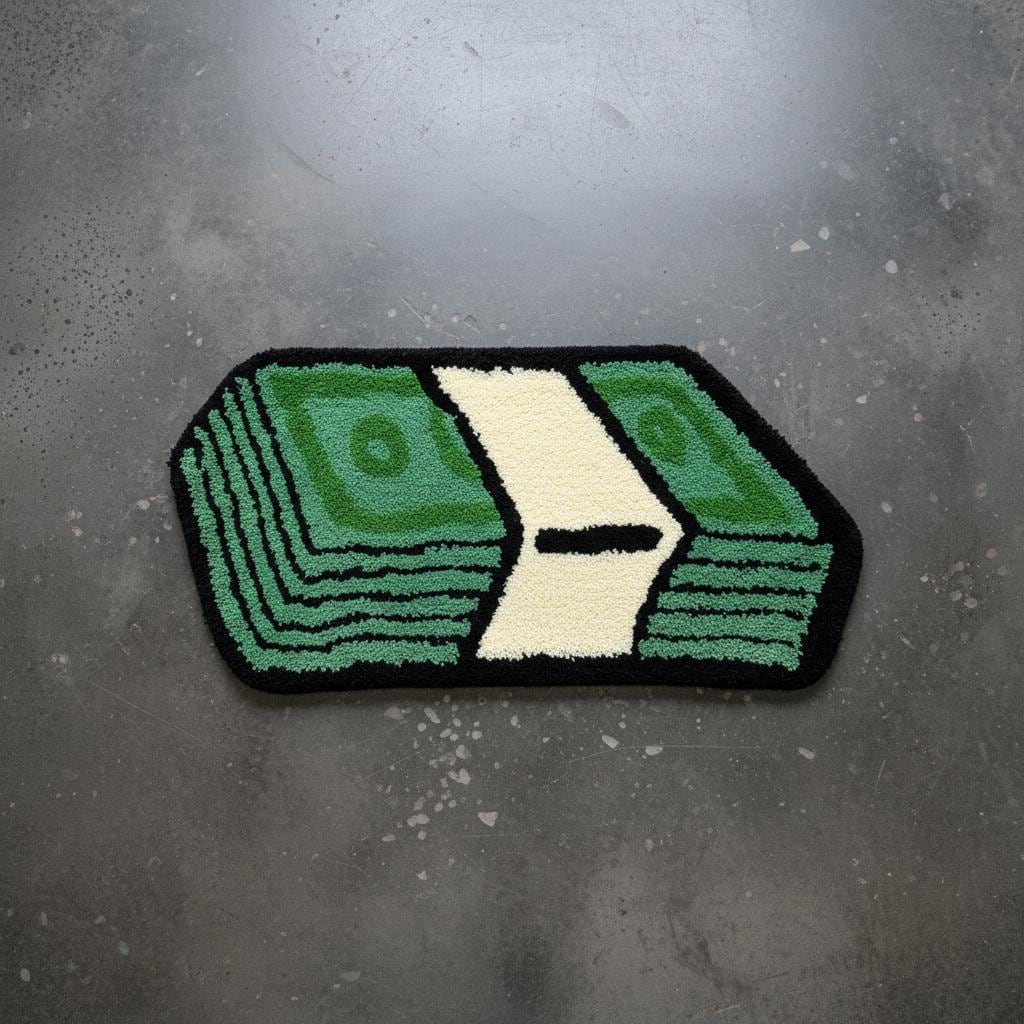 Cartoon Dollar Bill Tufted Accent Rug, Hypebeast Money Rug, Non-slip ...