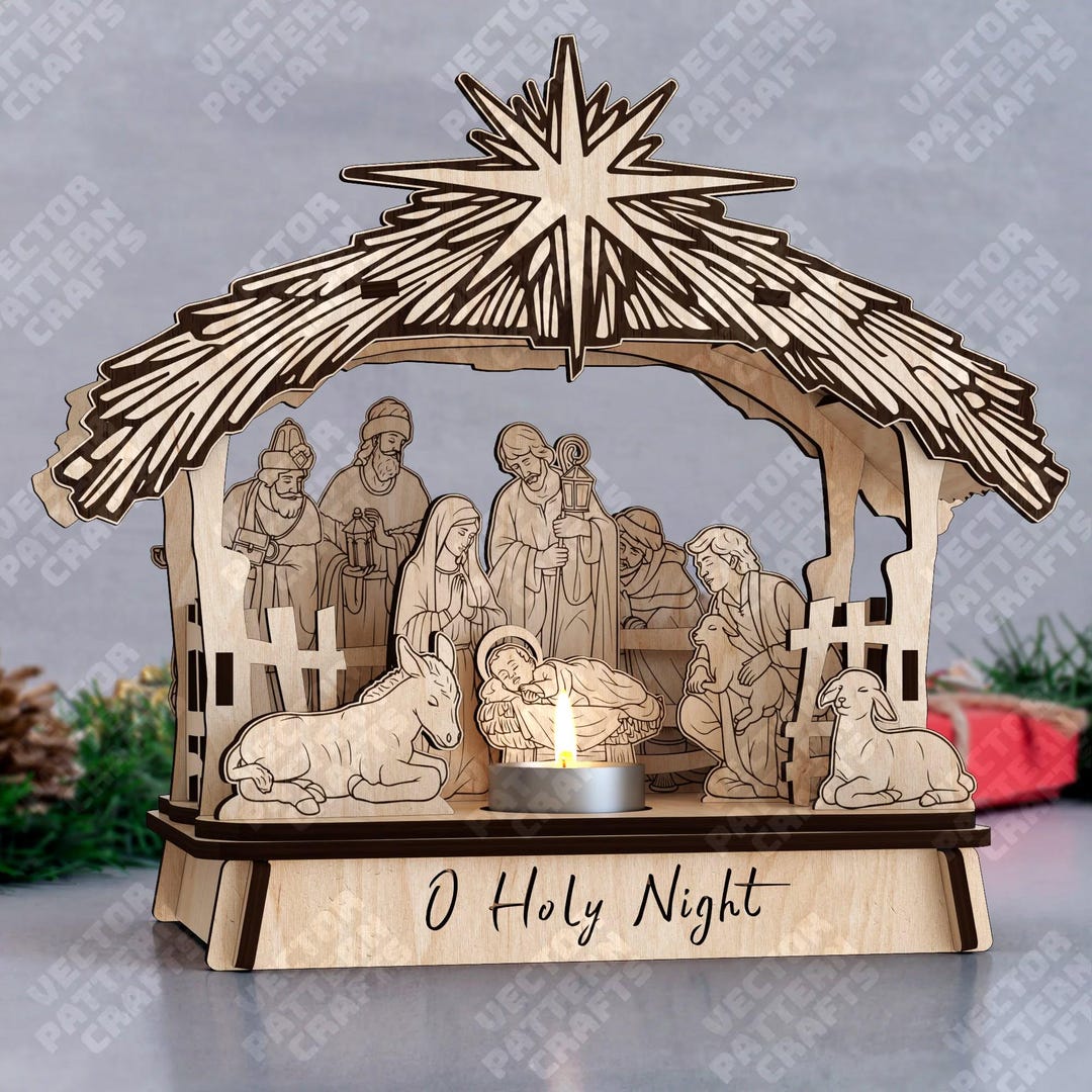 Laser-cut Nativity Scene Thumbnails, SVG File, Glowforge Nativity SVG ...