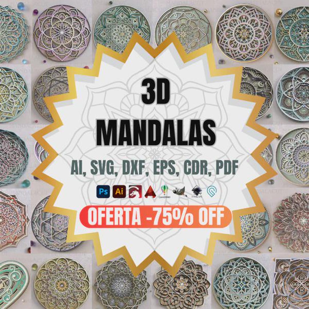 50 SVG Mandalas | Laser Cutting Pack | SVG, PDF, and DXF Files ...