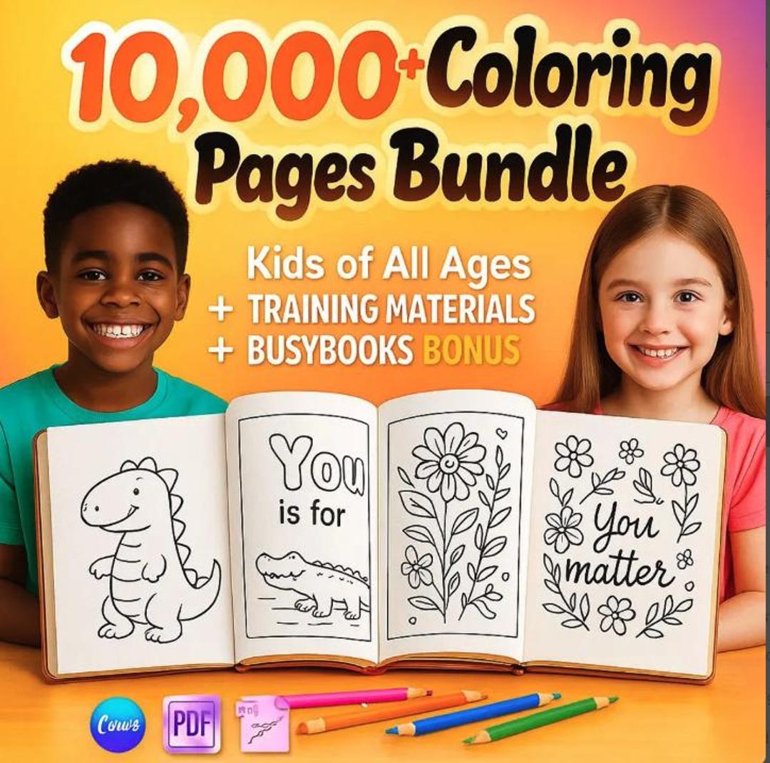 Package of Over 10,000 Coloring Pages for Kids/printable Sheets With ...