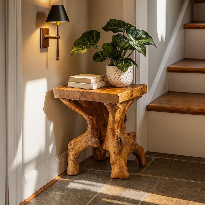 Rustic End Table Live End - Etsy