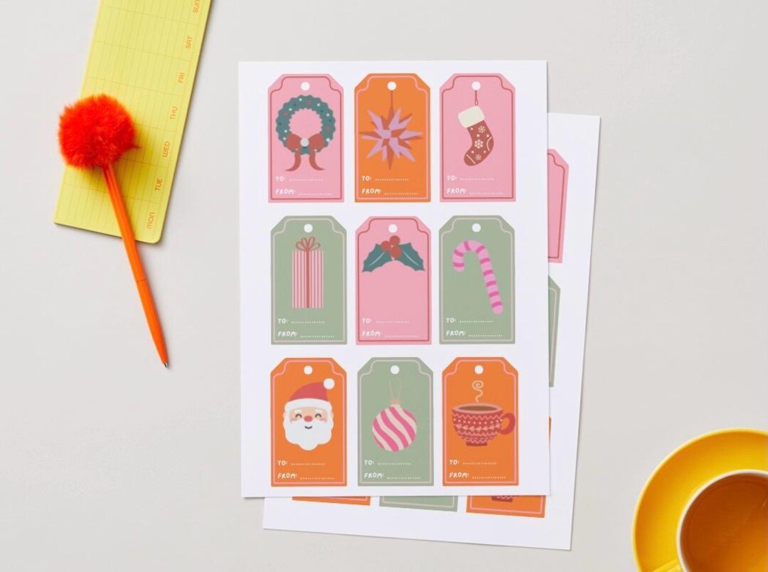 Printable Gift Tags | Modern Colorful Gift Tags | A4 Sheet With 9 Tags ...