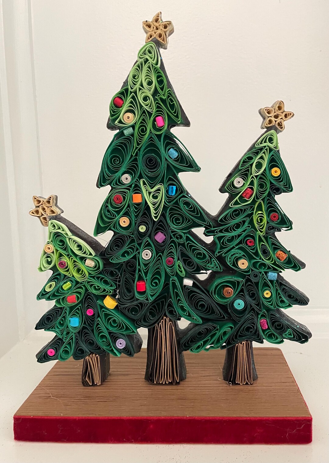 Quilled Paper Christmas Trees - Wood Base - Etsy