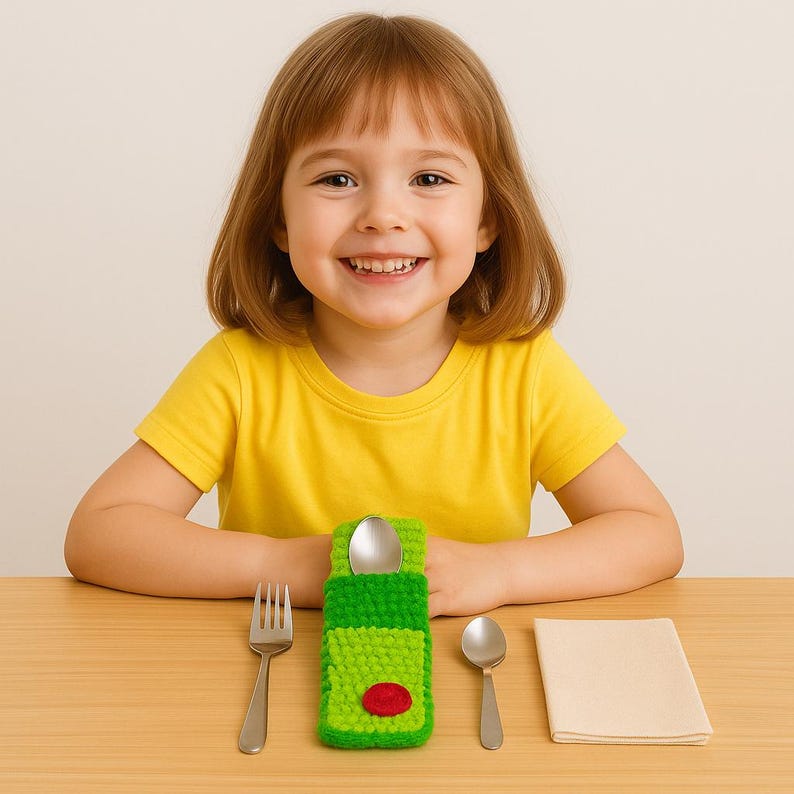 Crochet Cutlery Pouch • Spoon & Fork Holder • Kids Lunch Pouch - Etsy