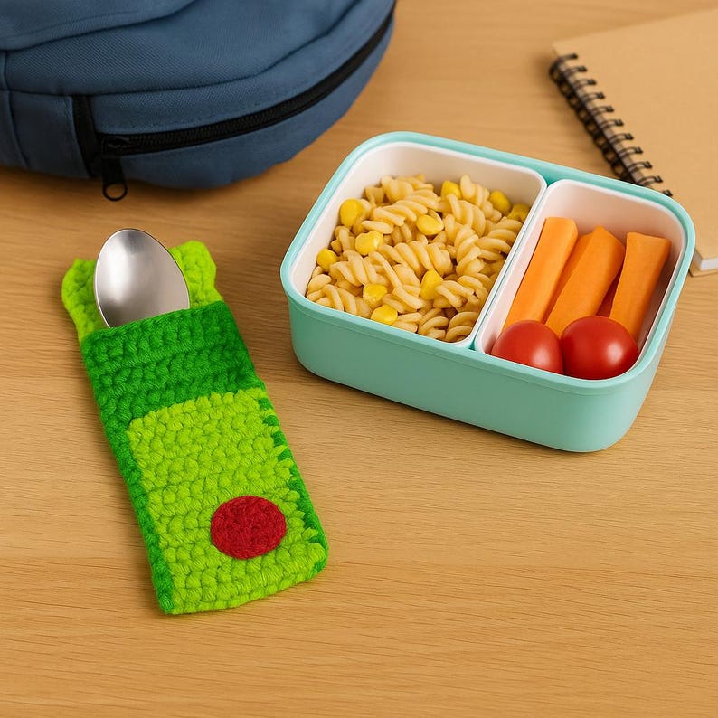 Crochet Cutlery Pouch • Spoon & Fork Holder • Kids Lunch Pouch - Etsy