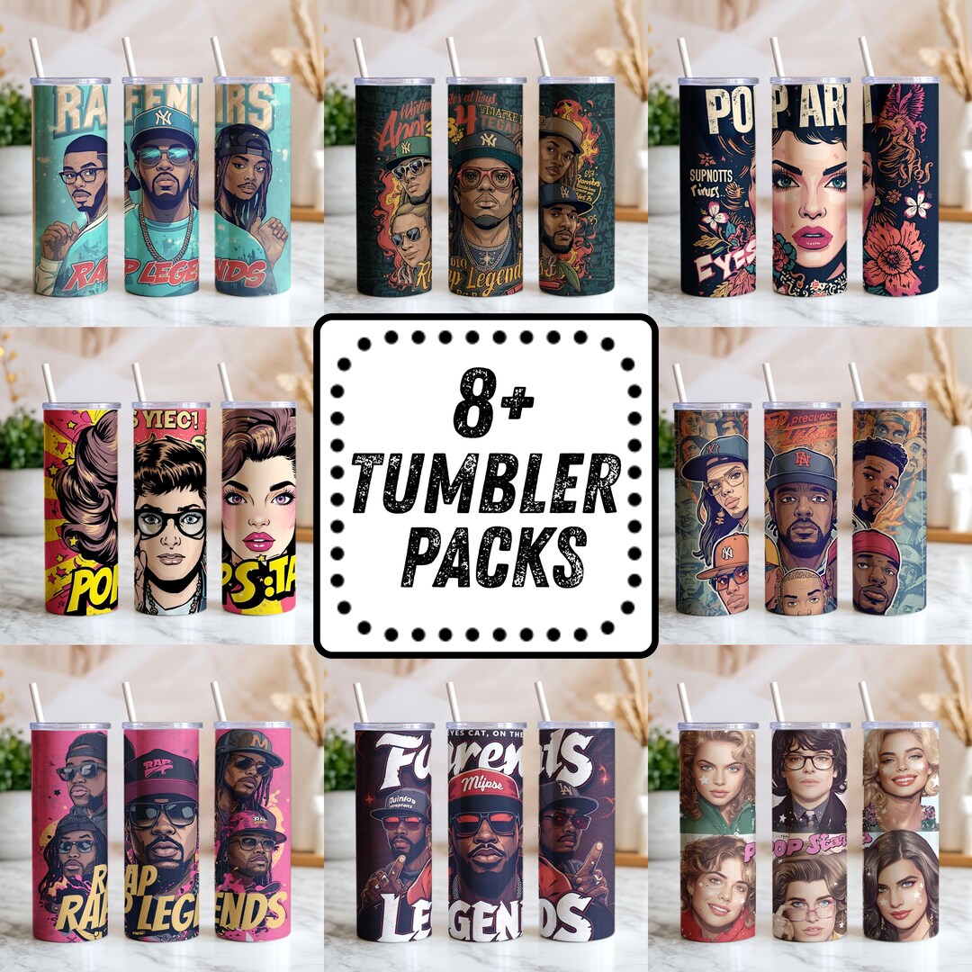 Pack of 8+ Urban Rap Art Tumbler Wrap PNG for 20oz & 30oz | Sublimation ...