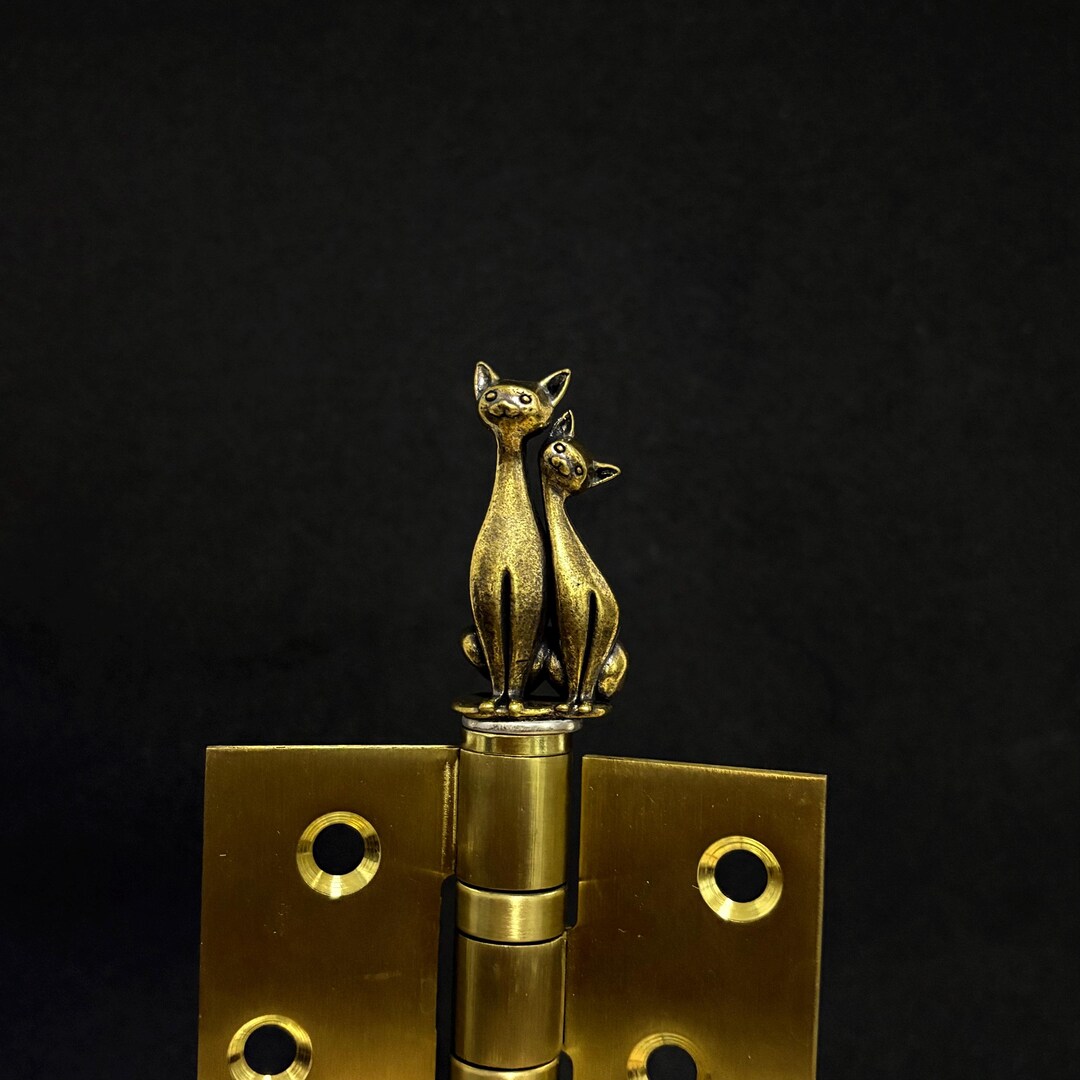 1.6 Inch Couple Cat Hinge Topper - Brass Home Decor - Etsy