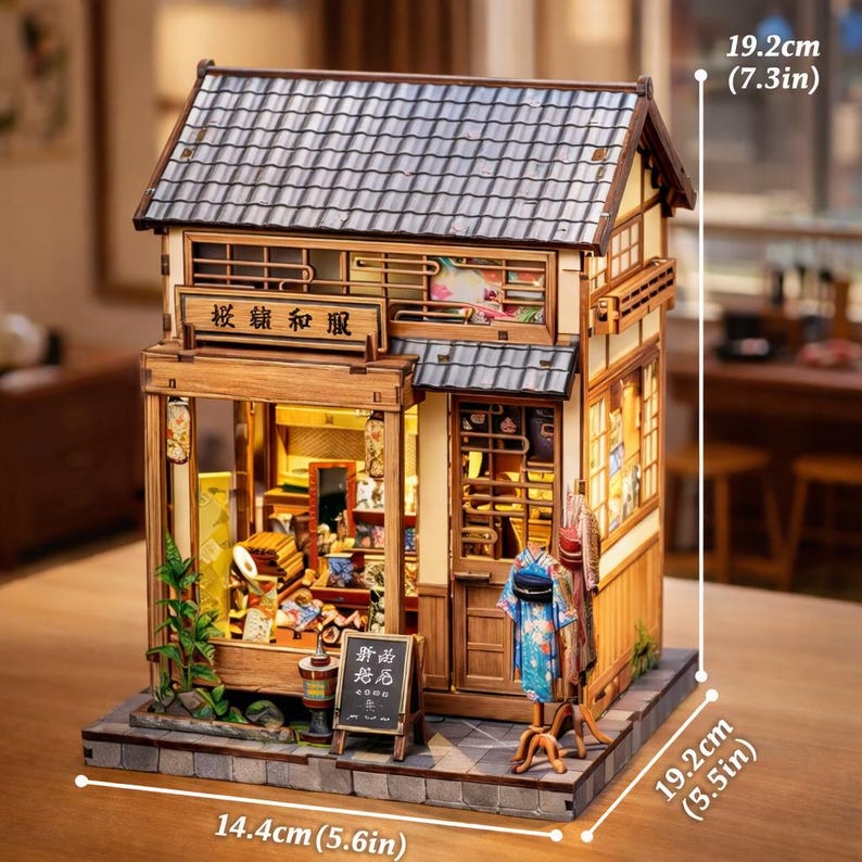 DIY Wooden Book Nook Kit Japanese Sakura Shop | Miniature Dollhouse ...