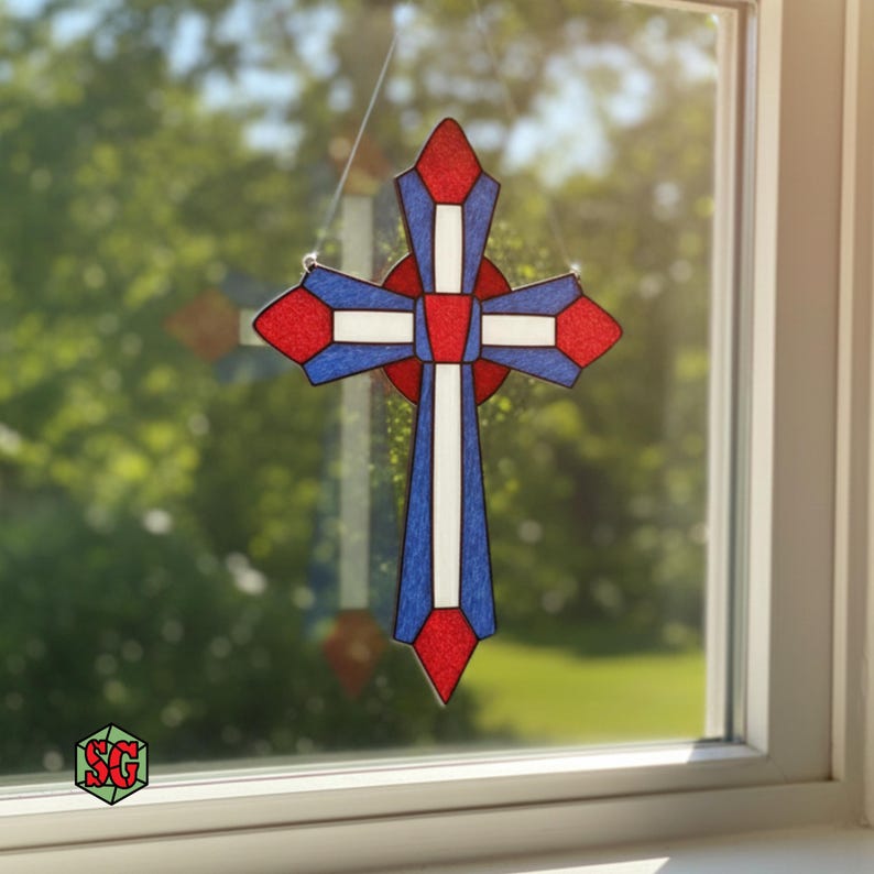 Gothic Cross Stained Glass Pattern • Easy Suncatcher Designs for ...