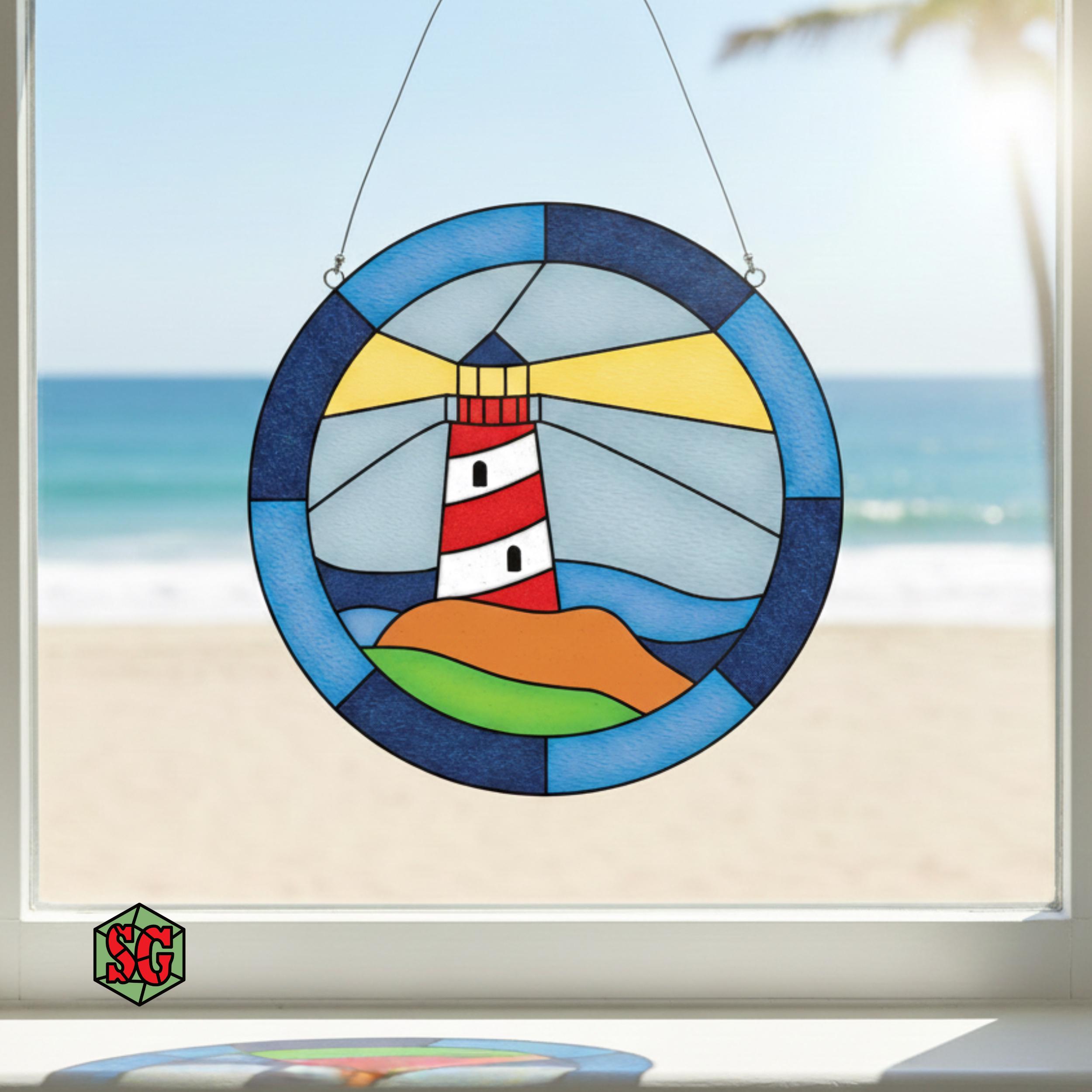 Red Lighthouse Stained Glass Pattern • Beach Suncatcher Designs for ...